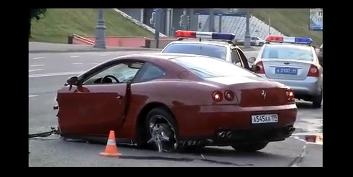 Ferrari 612 Scaglietti Splits in Two After Hitting a Metal Pole | Carscoops