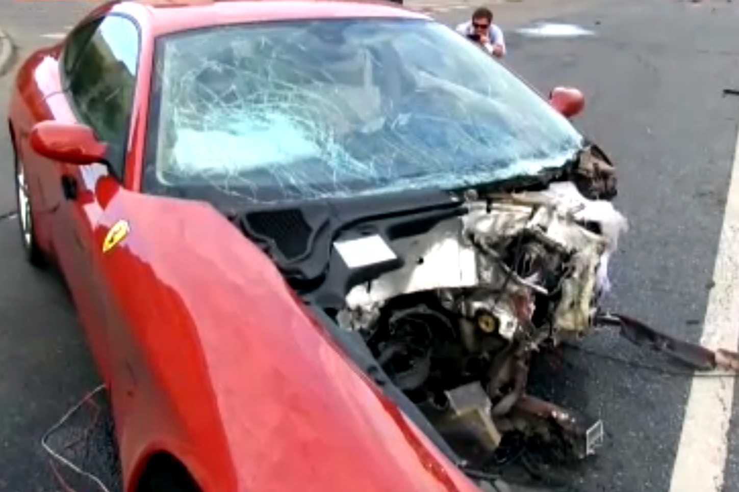 Ferrari 612 Scaglietti Splits in Two After Hitting a Metal Pole | Carscoops