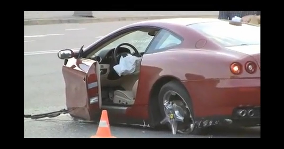 Ferrari 612 Scaglietti Splits in Two After Hitting a Metal Pole | Carscoops