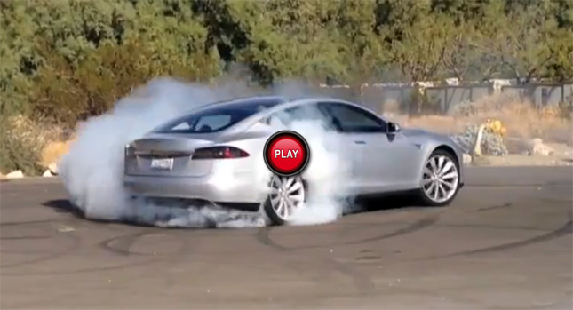 This is What a Tesla Model S EV Burnout Looks and Sounds Like | Carscoops