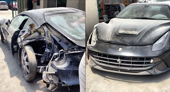 Crashed Ferrari F12