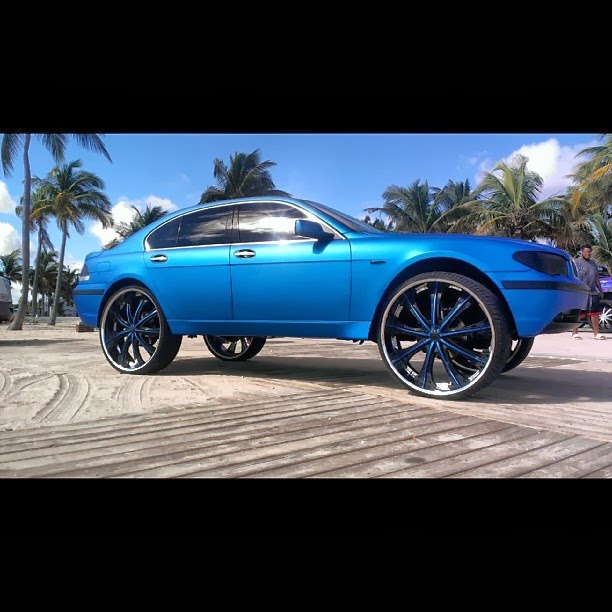 Oh, My…Bangle's BMW 7-Series in a Blue Aluminum Wrap Riding on Stilts ...