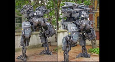 Man Creates Mech Statue Out of Old Truck Parts | Carscoops