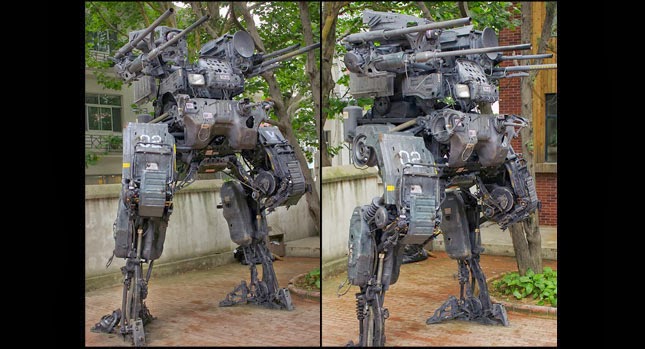 Man Creates Mech Statue Out of Old Truck Parts | Carscoops