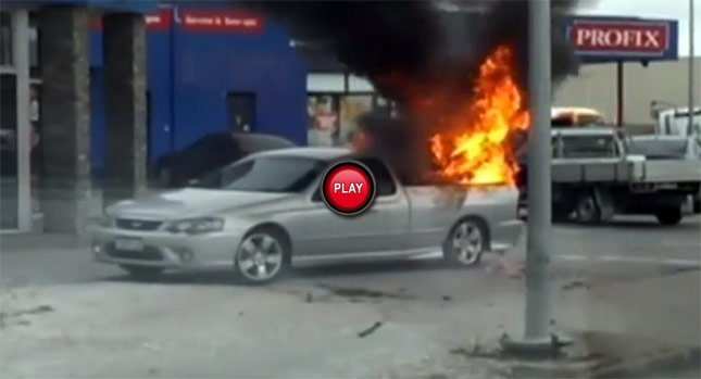 Ford Falcon Ute Turns Into a Hot Rod, Owner Calmly Puts Out Fire and ...