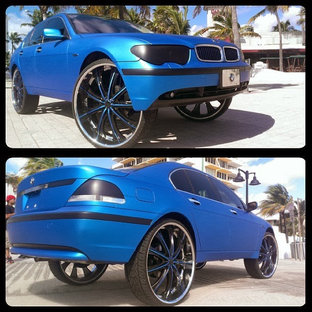 Oh, My…Bangle's BMW 7-Series in a Blue Aluminum Wrap Riding on Stilts ...