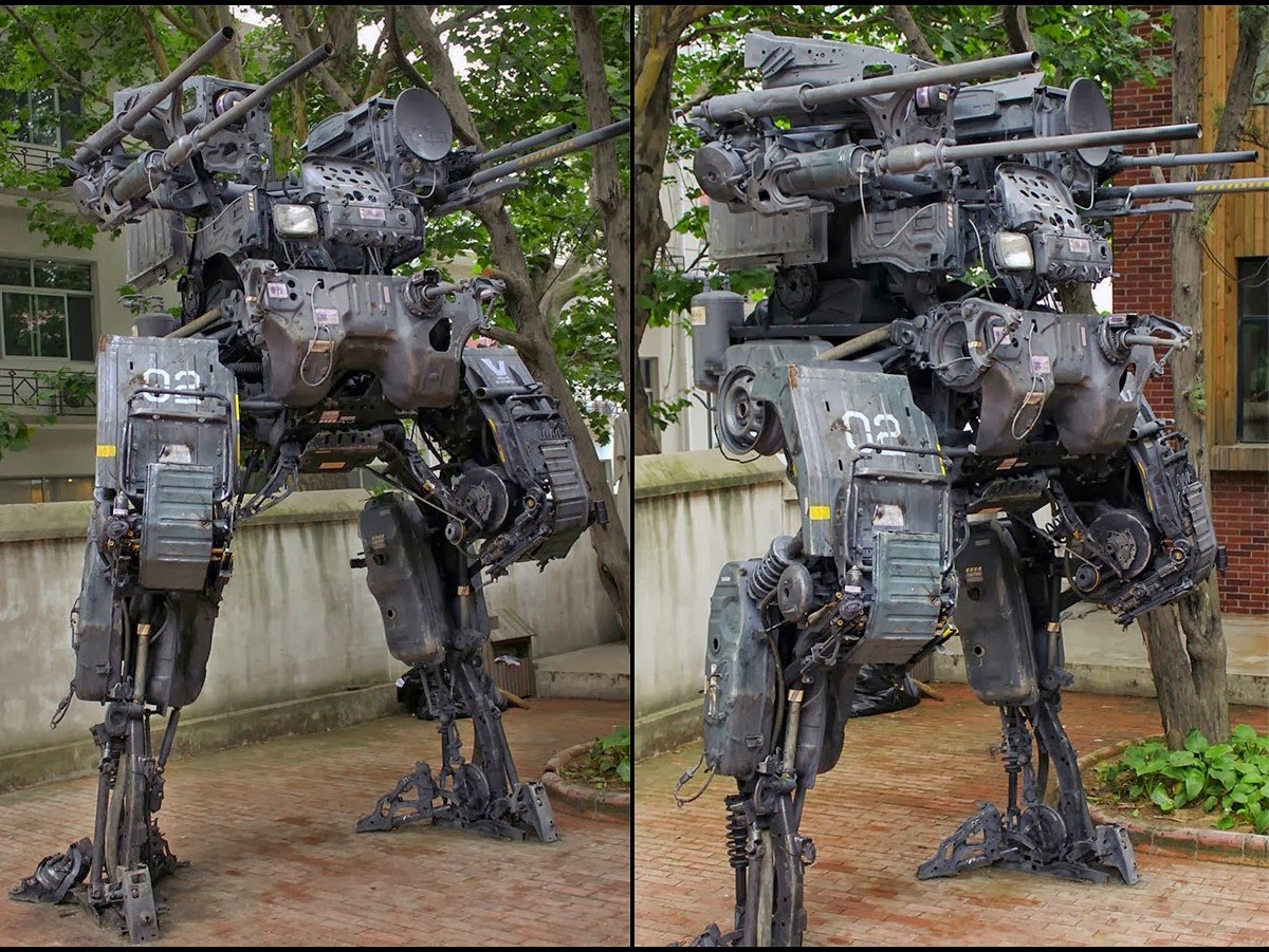 Man Creates Mech Statue Out of Old Truck Parts | Carscoops