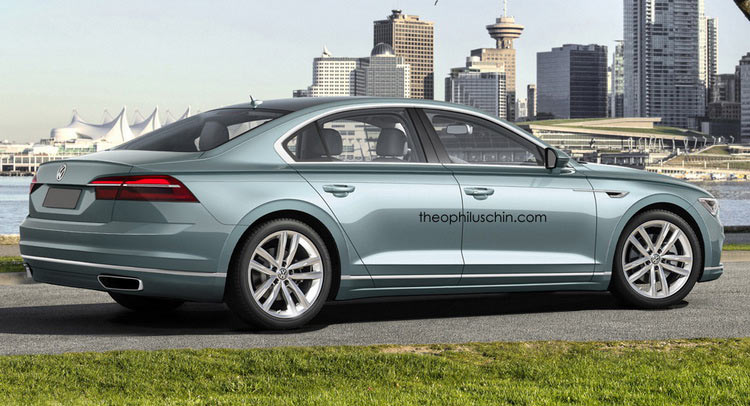 Next-Gen VW Phaeton Rendered Using C Coupe GTE & Audi A8 Bits | Carscoops