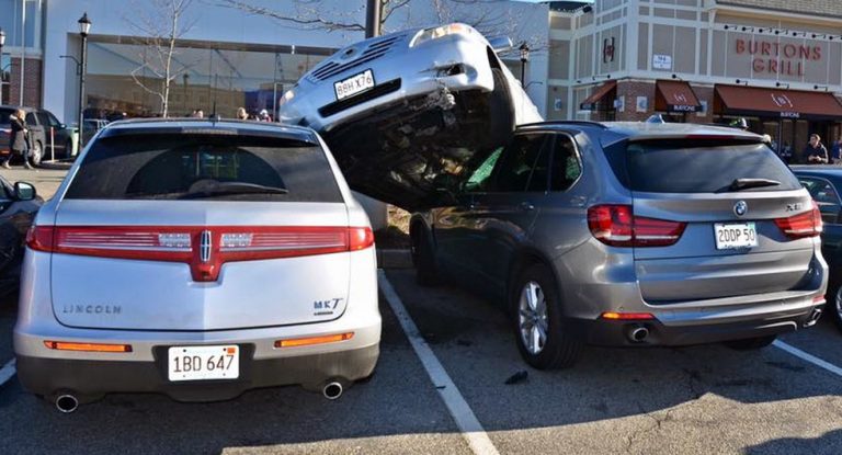 Toyota Camry Goes Airborne, Crash Lands On BMW And Lincoln | Carscoops