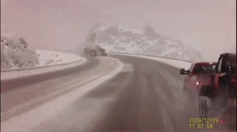 Semi Runs Snow Plow Off The Road, Goes Over A Cliff | Carscoops