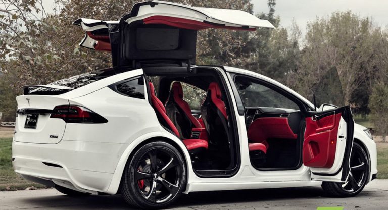 Custom Tesla Model X With Bentley Red Interior Selling For $180K ...