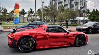 Chrome Red Porsche 918 Spyder Turns Heads On Miami Beach | Carscoops