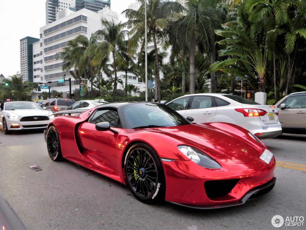 Chrome Red Porsche 918 Spyder Turns Heads On Miami Beach | Carscoops