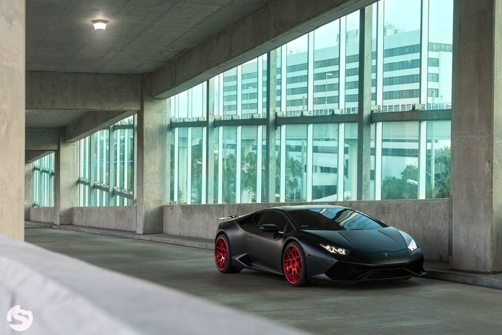 Matte Black Wrap And Red Rims Are A Nice Combo For The Lamborghini ...