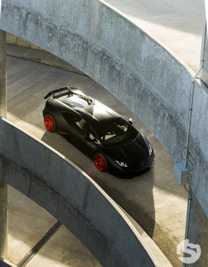 Matte Black Wrap And Red Rims Are A Nice Combo For The Lamborghini ...
