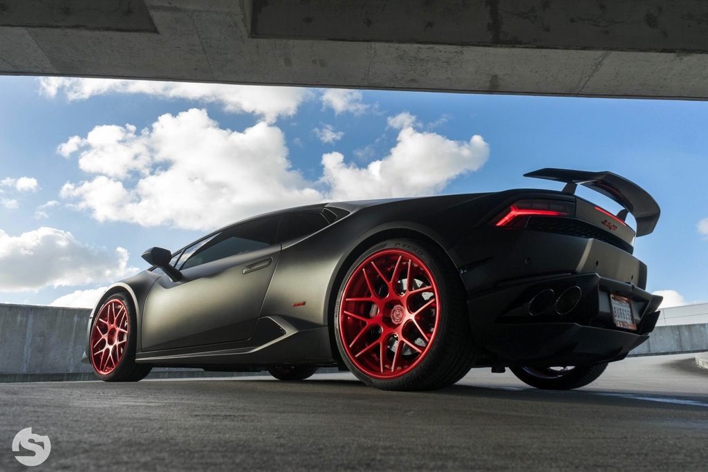 Matte Black Wrap And Red Rims Are A Nice Combo For The Lamborghini ...