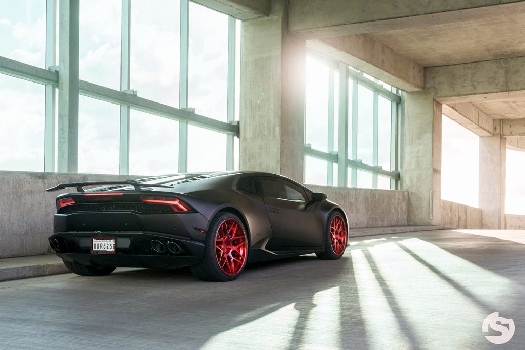 Matte Black Wrap And Red Rims Are A Nice Combo For The Lamborghini ...