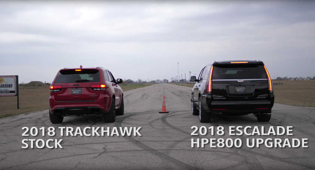 707 HP Jeep Trackhawk Takes On 800 HP Cadillac Escalade In SUV Showdown ...