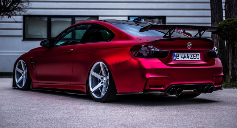 Thumbs Up Or Down? Stanced BMW M4 In Satin Red | Carscoops