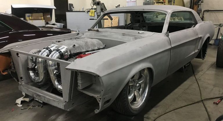 This ’68 Ford Mustang Is Getting A Twin-Turbo Ferrari V8 | Carscoops