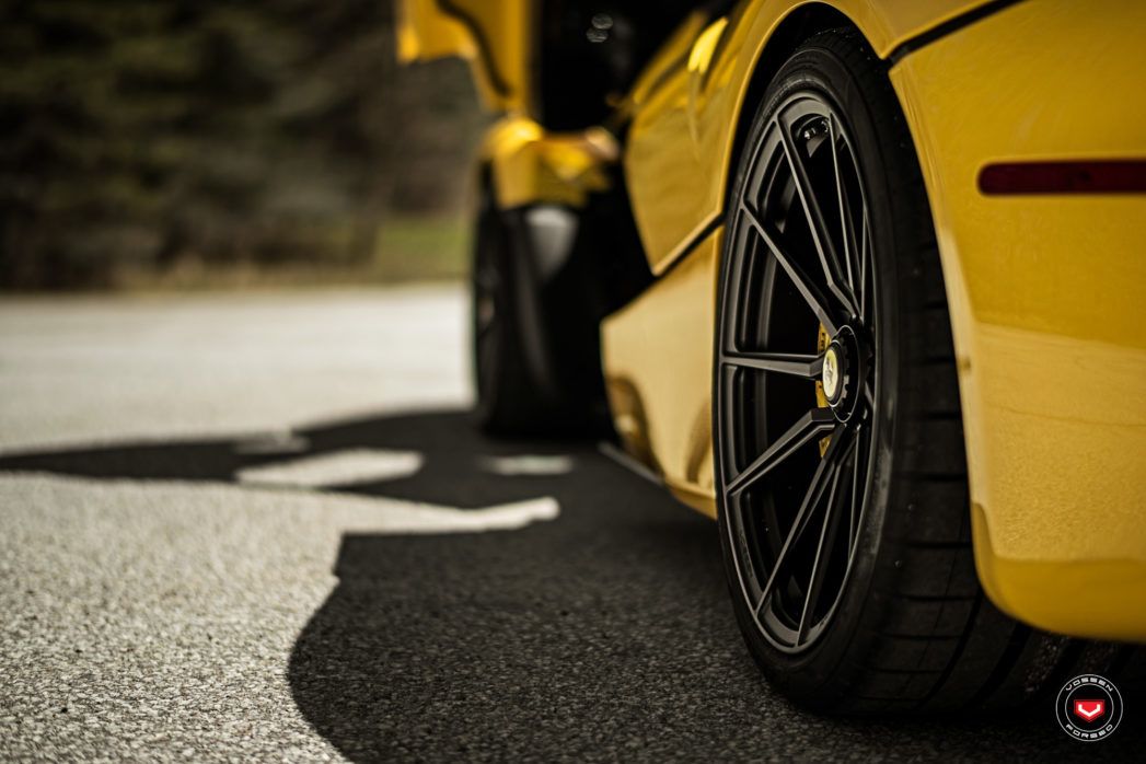 Yellow Ferrari LaFerrari Matches Black Roof With Satin Black Wheels ...