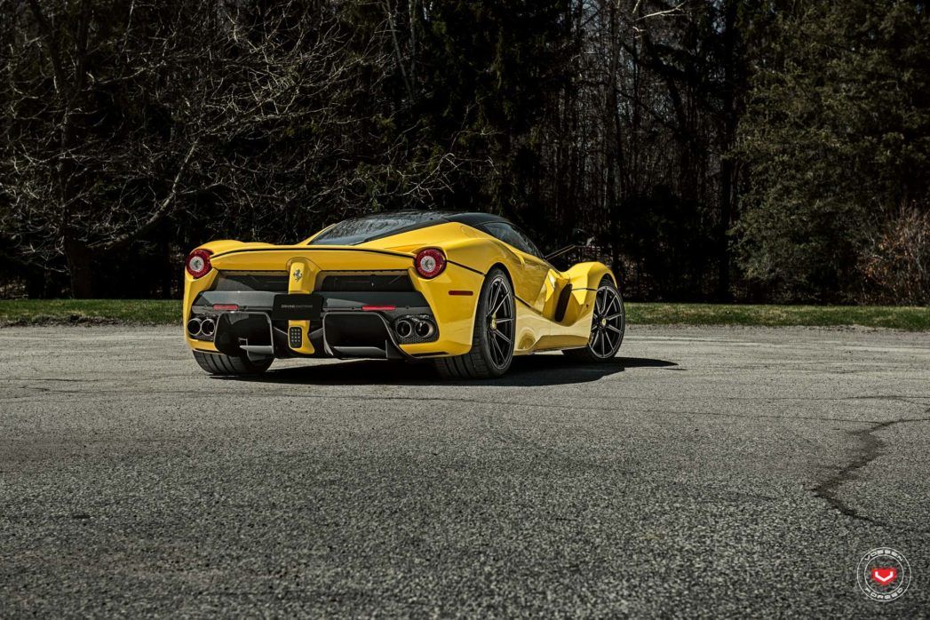 Yellow Ferrari LaFerrari Matches Black Roof With Satin Black Wheels ...