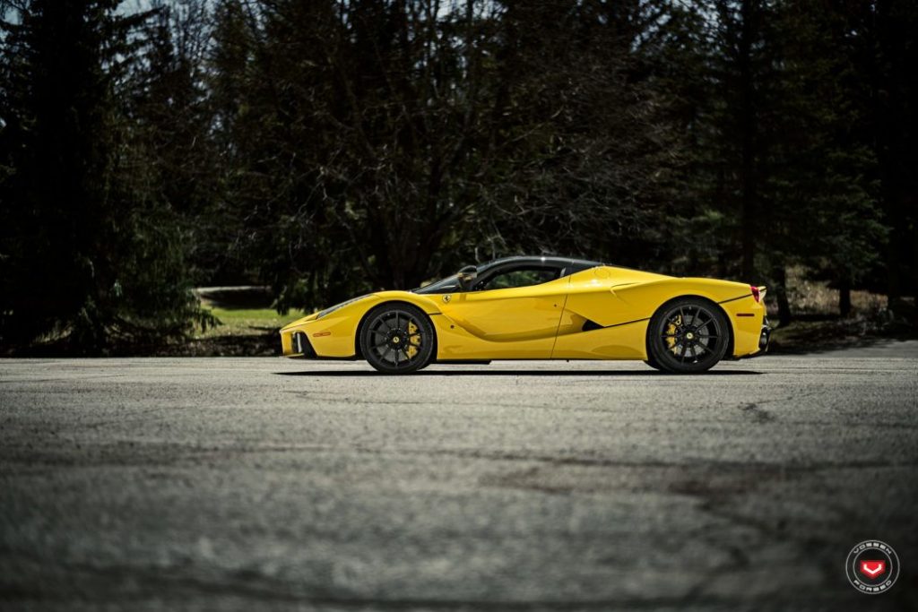 Yellow Ferrari LaFerrari Matches Black Roof With Satin Black Wheels ...