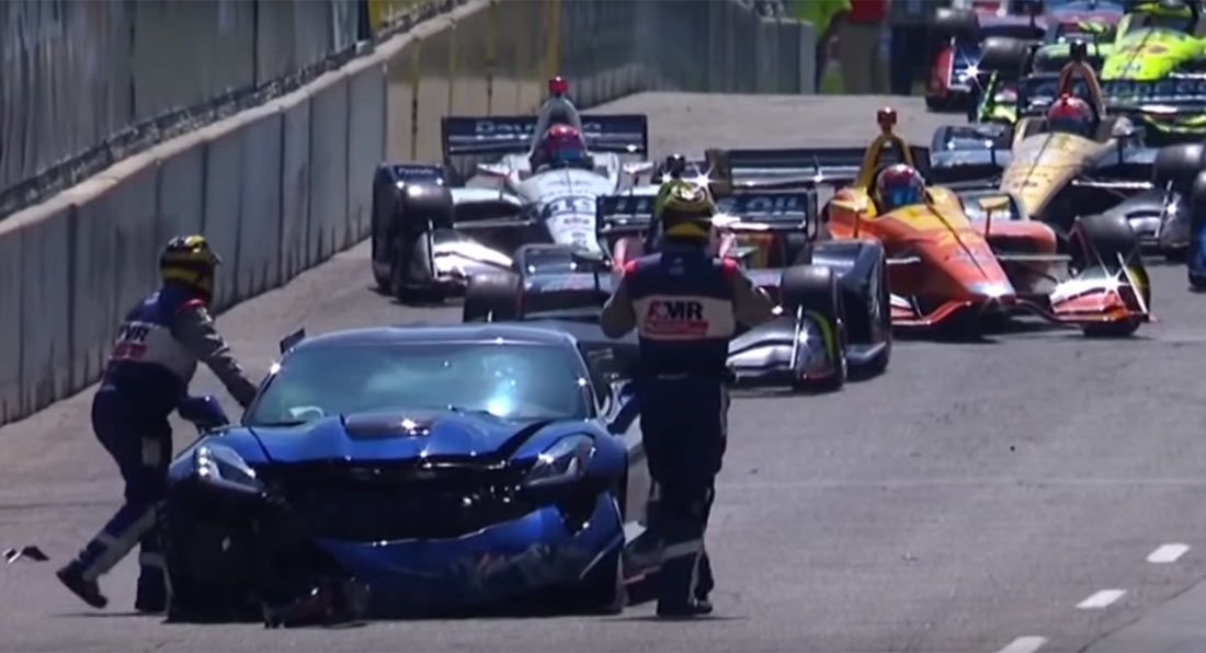 GM VP Crashes Corvette ZR1 Pace Car Before Indy Race | Carscoops