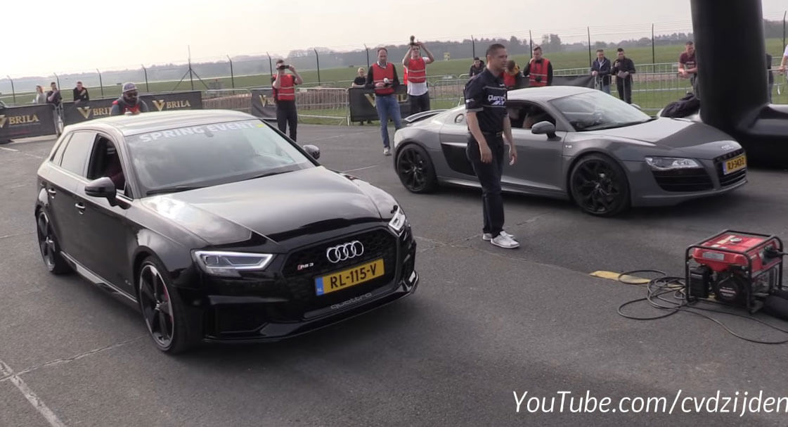 Audi RS3 Sportbacks Go Against First-Gen R8, Aventador, Panamera, GT-R ...