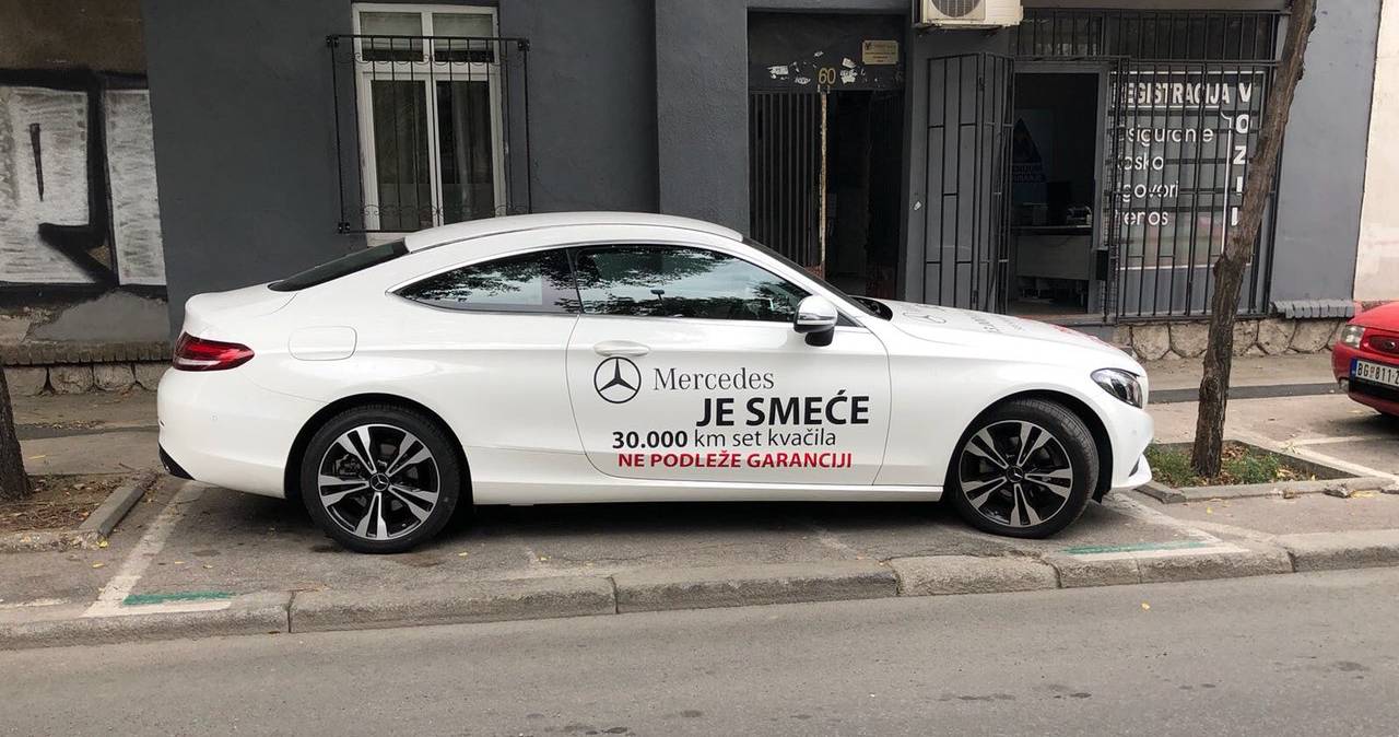 Irked C-Class Owner Drives Around With “Mercedes Is Trash” Stickers On ...
