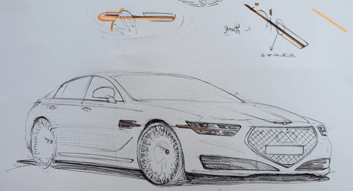 Artistic Sketch Gives Away New Genesis G90’s Design Features | Carscoops