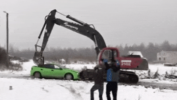 Car Vs. Excavator Incident Is Staged Yet Weirdly Satisfying To Watch ...