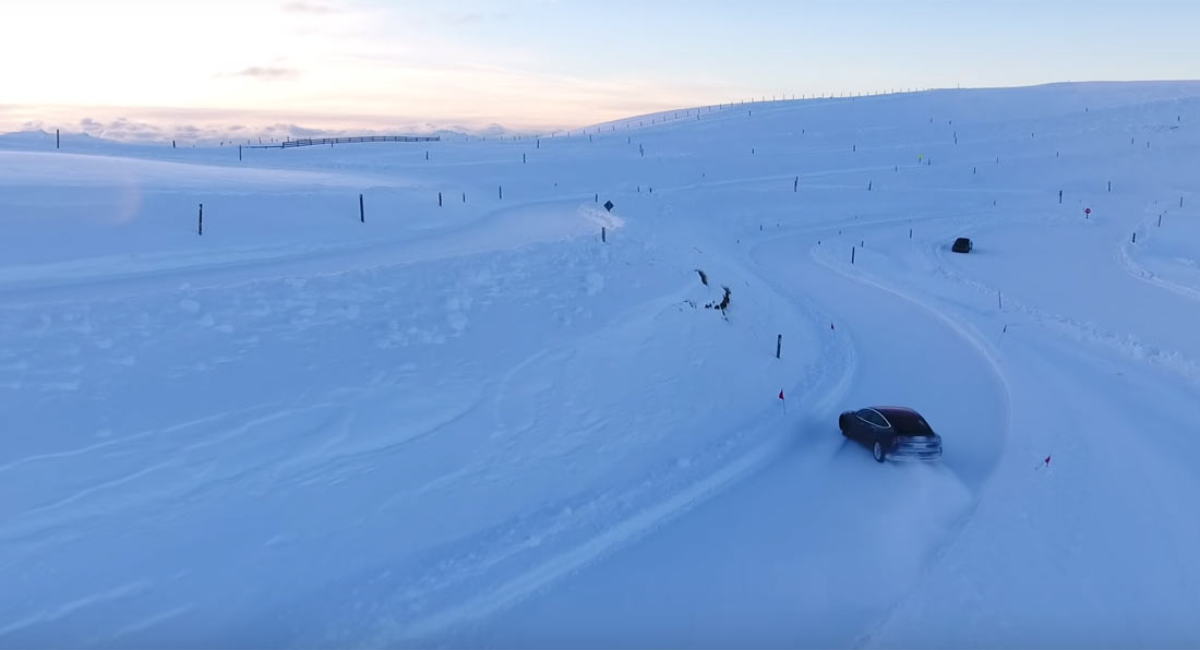 Tesla Model 3 Has No Problem Whatsoever Drifting On A Snow Circuit ...