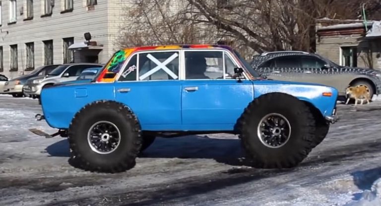 Fit An Ancient Lada With 38-Inch Wheels? Yep, That’ll Be Great! | Carscoops