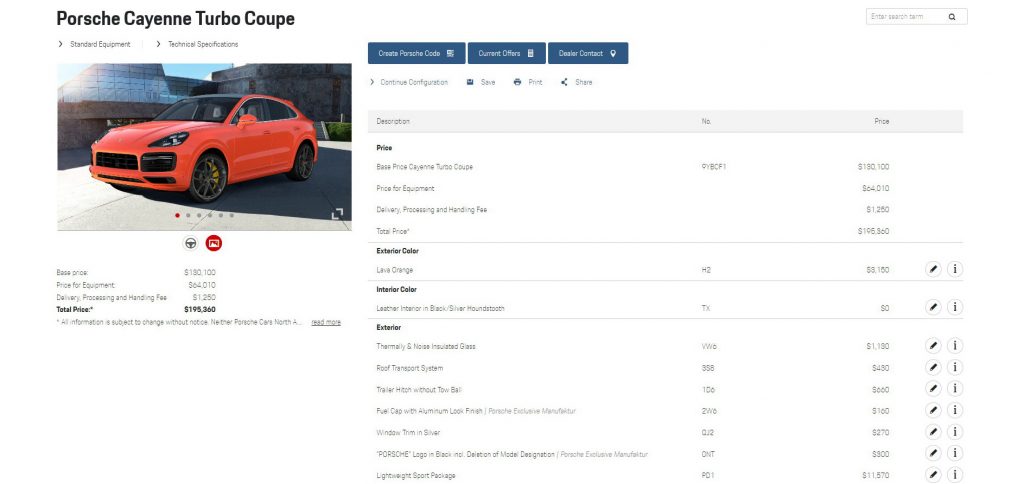 2020 Porsche Cayenne Coupe Configurator Lets You Build Your Own All The ...
