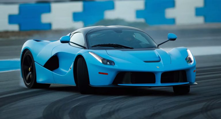 Two Baby Blue Ferrari LaFerraris Hit The Racetrack In Anger | Carscoops