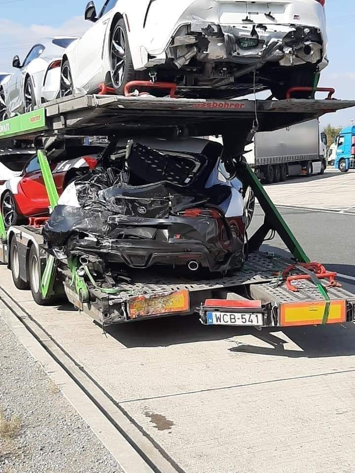 Three New Toyota Supras Wrecked In Hungary Truck Crash | Carscoops
