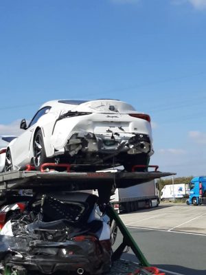 Three New Toyota Supras Wrecked In Hungary Truck Crash | Carscoops