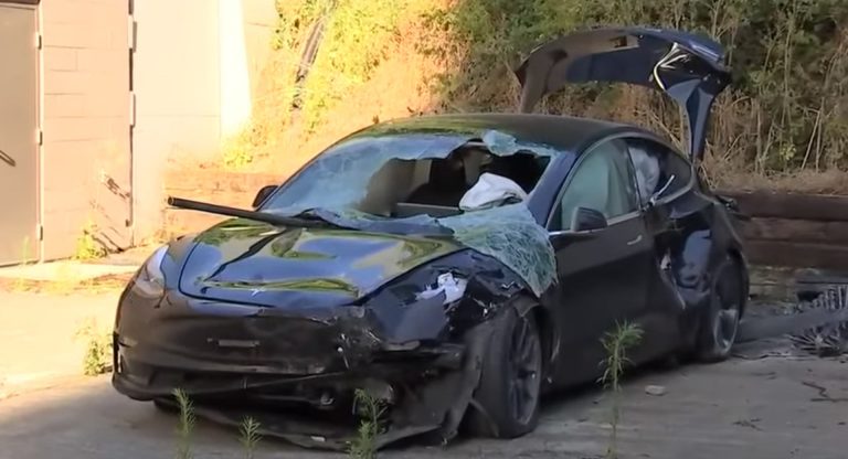 Tesla Model 3 Destroyed After Falling 40 Feet Down Oregon Embankment ...