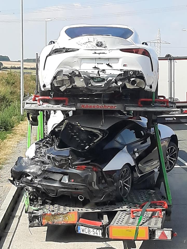 Three New Toyota Supras Wrecked In Hungary Truck Crash | Carscoops