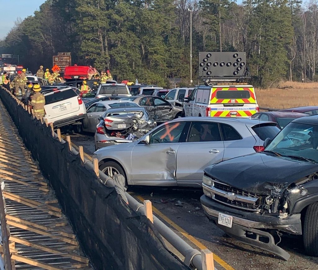 Almost 70 Cars Caught Up In Massive Pileup On Icy Virginia Bridge ...