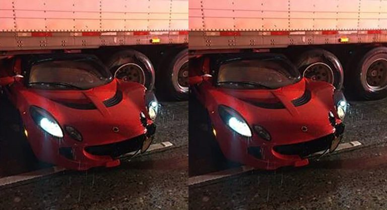 Lotus Elise Slides And Gets Stuck Under Semi-Truck, Driver Walks Away ...