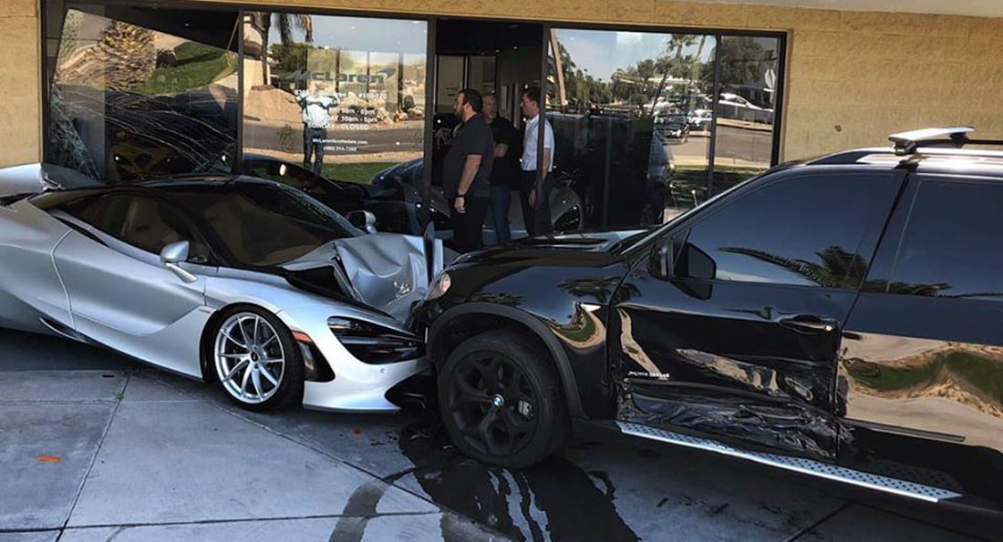 Sideswiped BMW Crashes Into 720S Sitting Outside McLaren Dealership ...