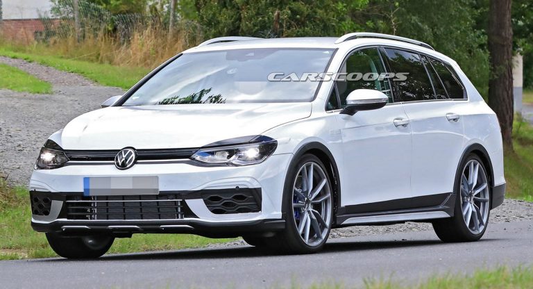 New VW Golf R Estate Spied Posing As An Alltrack | Carscoops