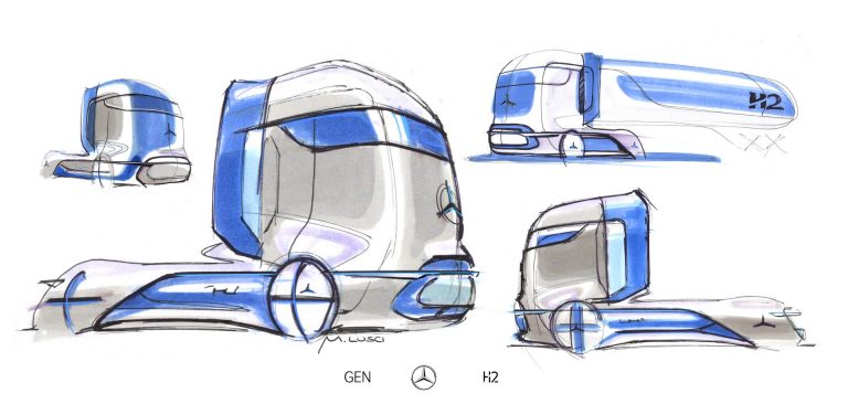 New Mercedes-Benz GenH2 Fuel-Cell Semi Concept Previews Production ...