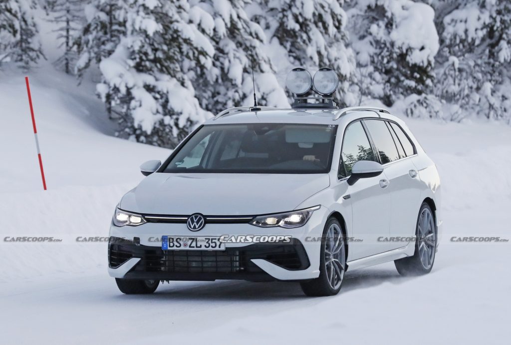 VW Golf R Wagon Spotted Testing In The Snow With Almost No Camo | Carscoops