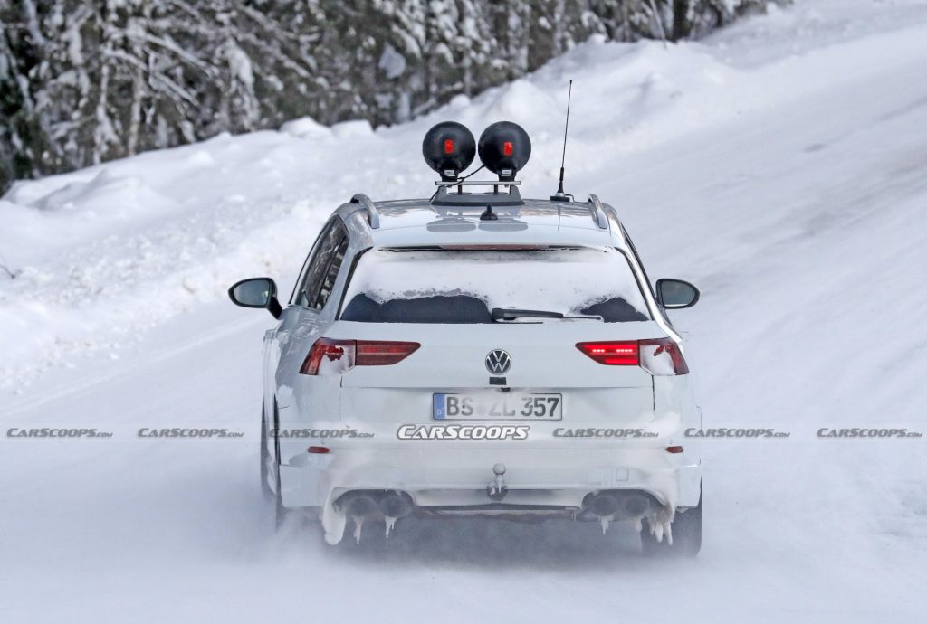 VW Golf R Wagon Spotted Testing In The Snow With Almost No Camo | Carscoops