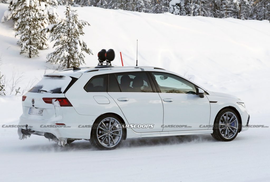 VW Golf R Wagon Spotted Testing In The Snow With Almost No Camo | Carscoops