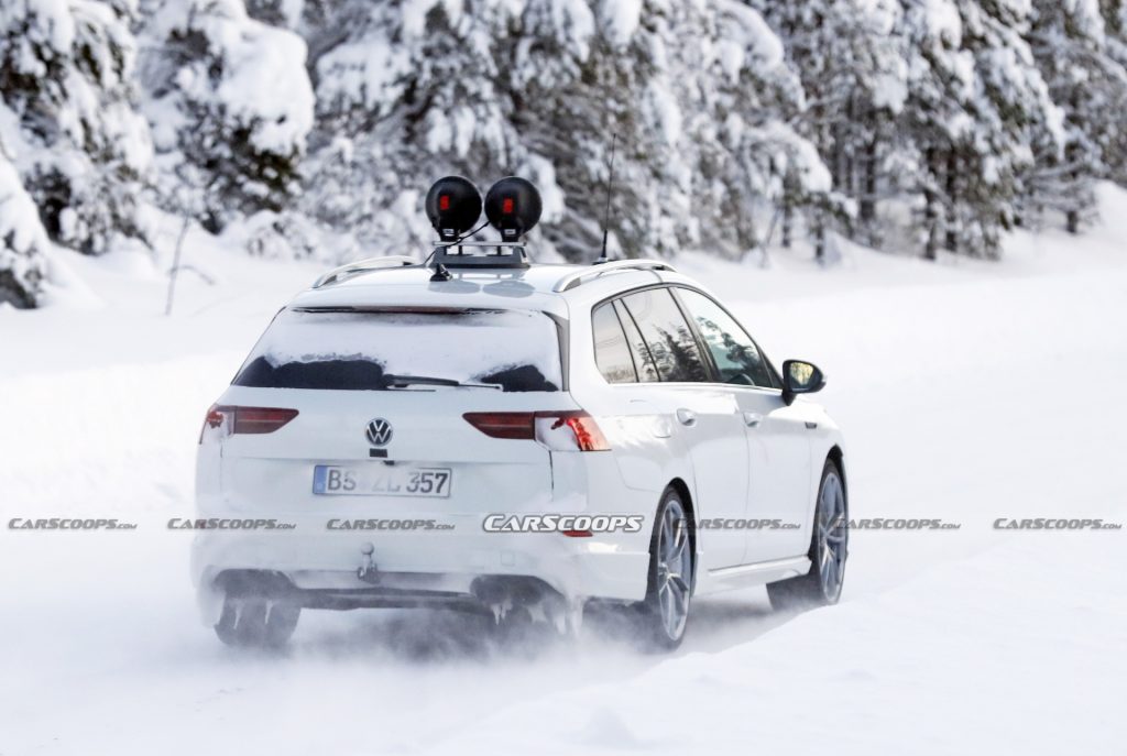 VW Golf R Wagon Spotted Testing In The Snow With Almost No Camo | Carscoops