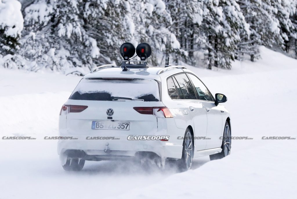 VW Golf R Wagon Spotted Testing In The Snow With Almost No Camo | Carscoops